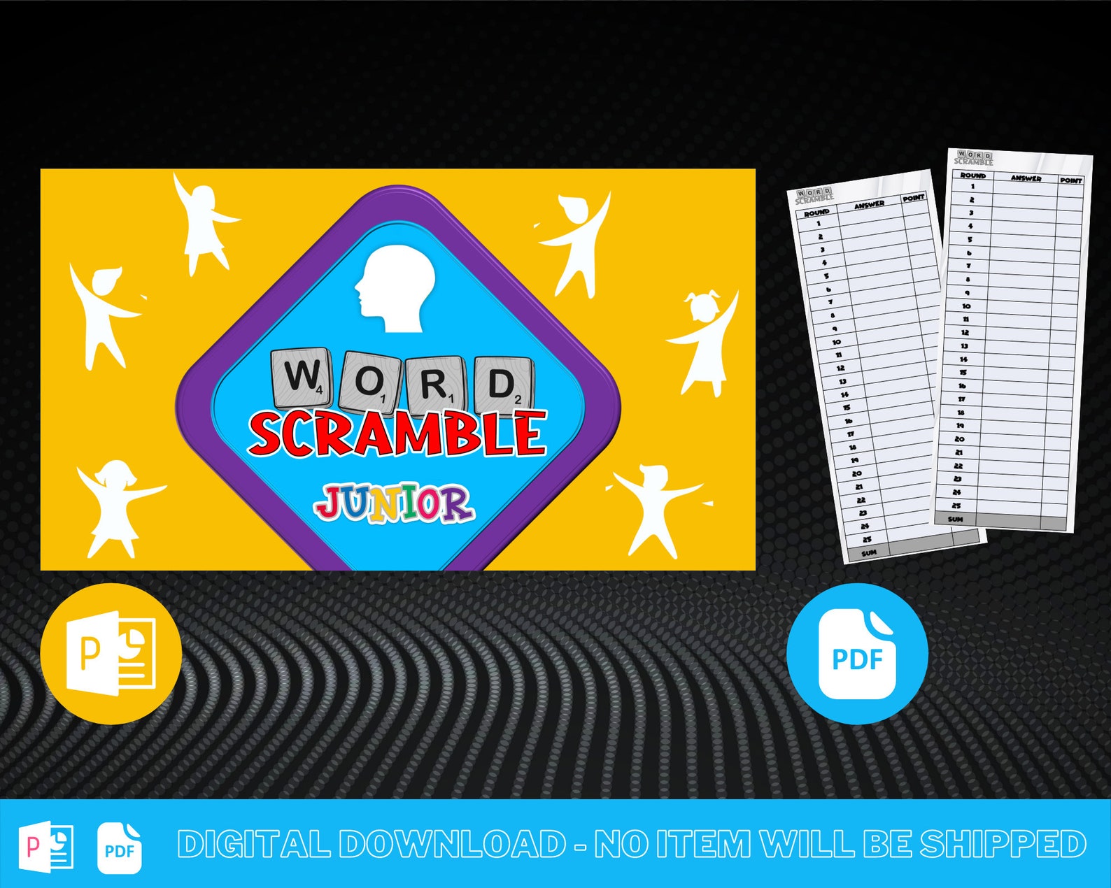 Word Scramble JUNIOR Jumble Anagram Game Powerpoint Game Party Game ...