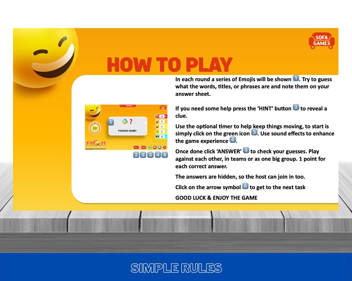 Emoji Challenge ORIGINAL Party Game Fun Virtual Quiz Perfect for ...