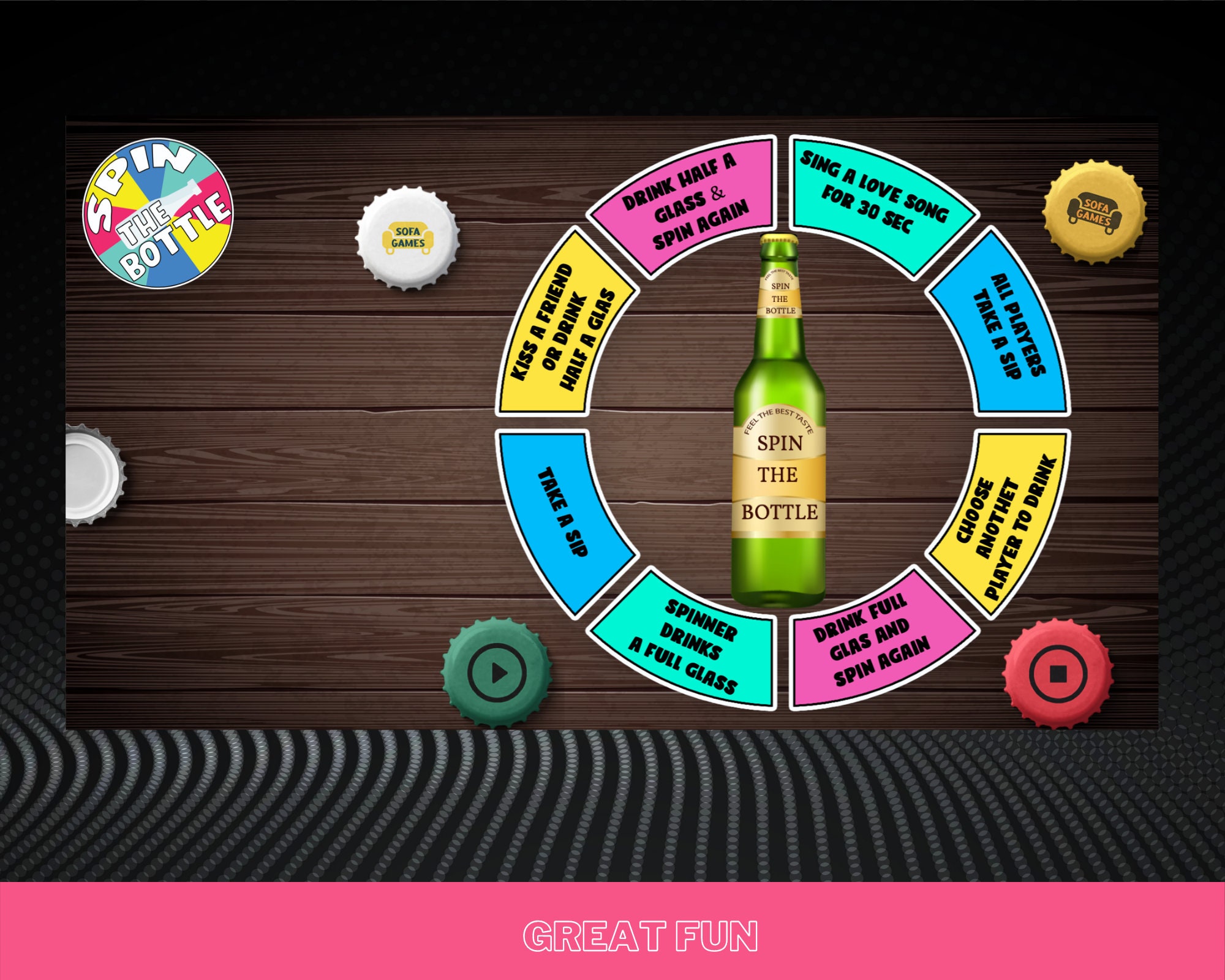 Spin the Bottle DRINKING EDITION Virtual Drinking Game Powerpoint Game ...