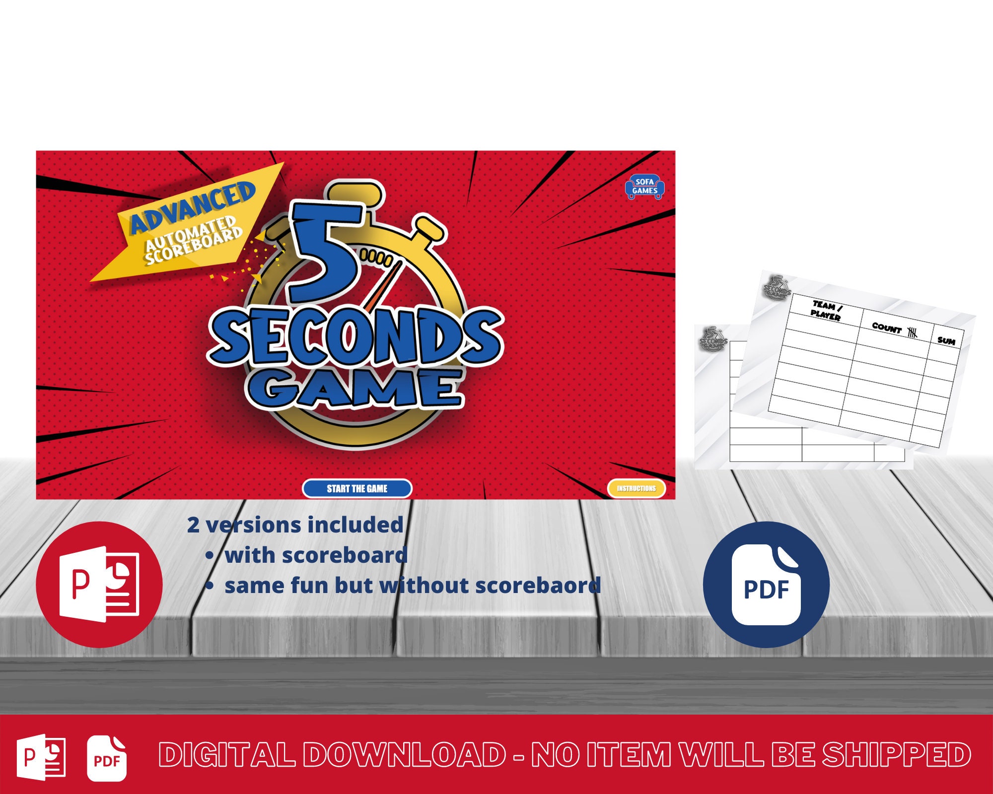 5 Seconds Game ORIGINAL Advanced 5 Second Rule Game with | Etsy