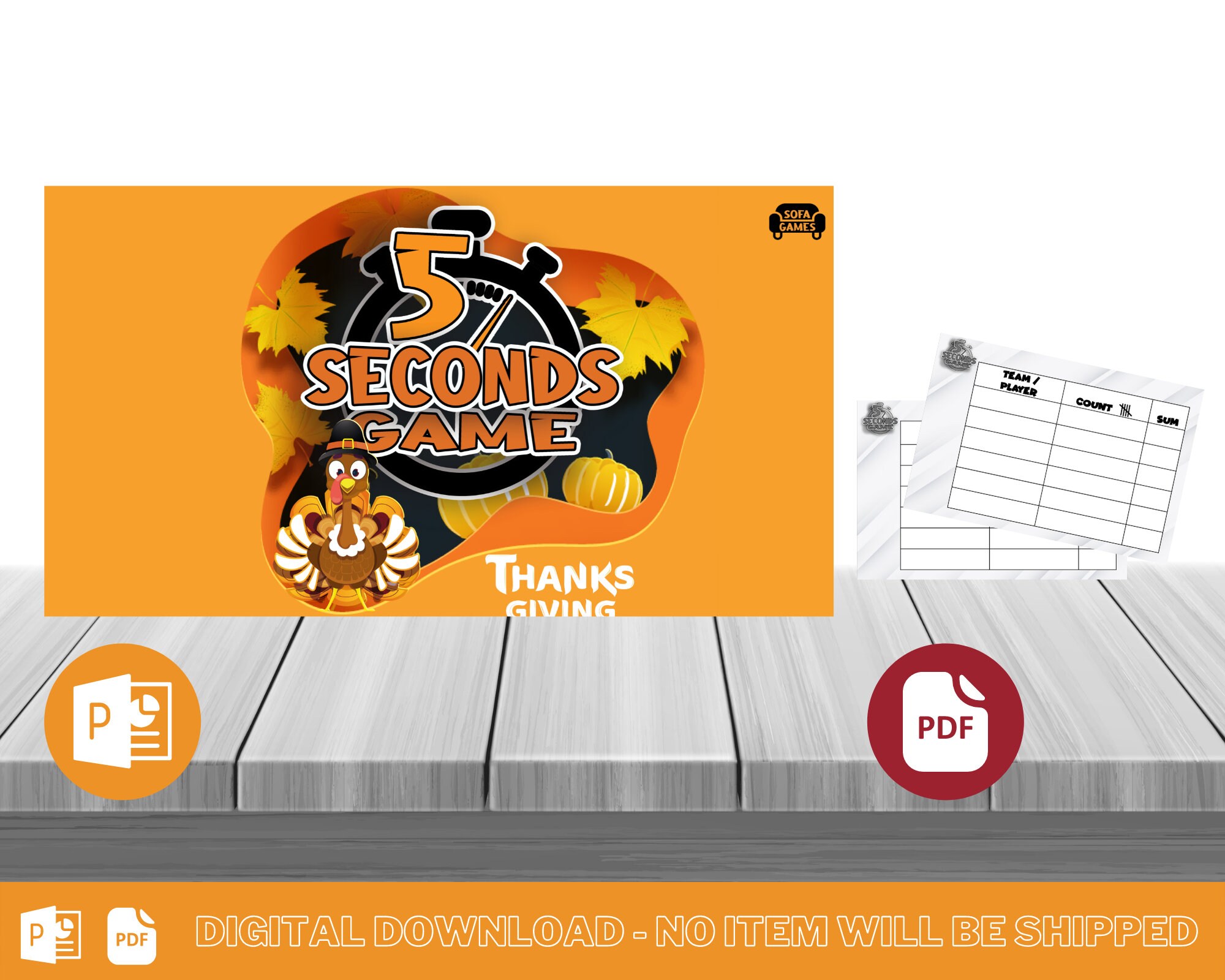 5 Seconds THANKSGIVING 5 Second Rule Game Powerpoint Game Family Party ...