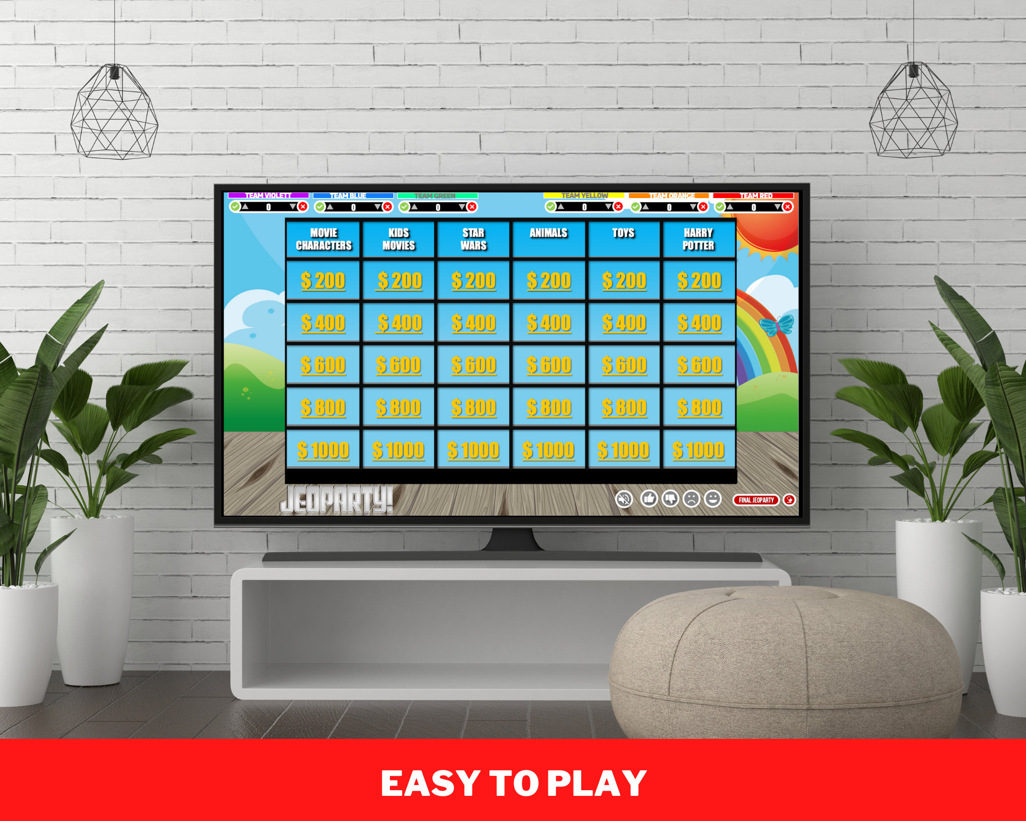 Kids Jeoparty Powerpoint Game Kids Game for Zoom Birthday Game Virtual ...