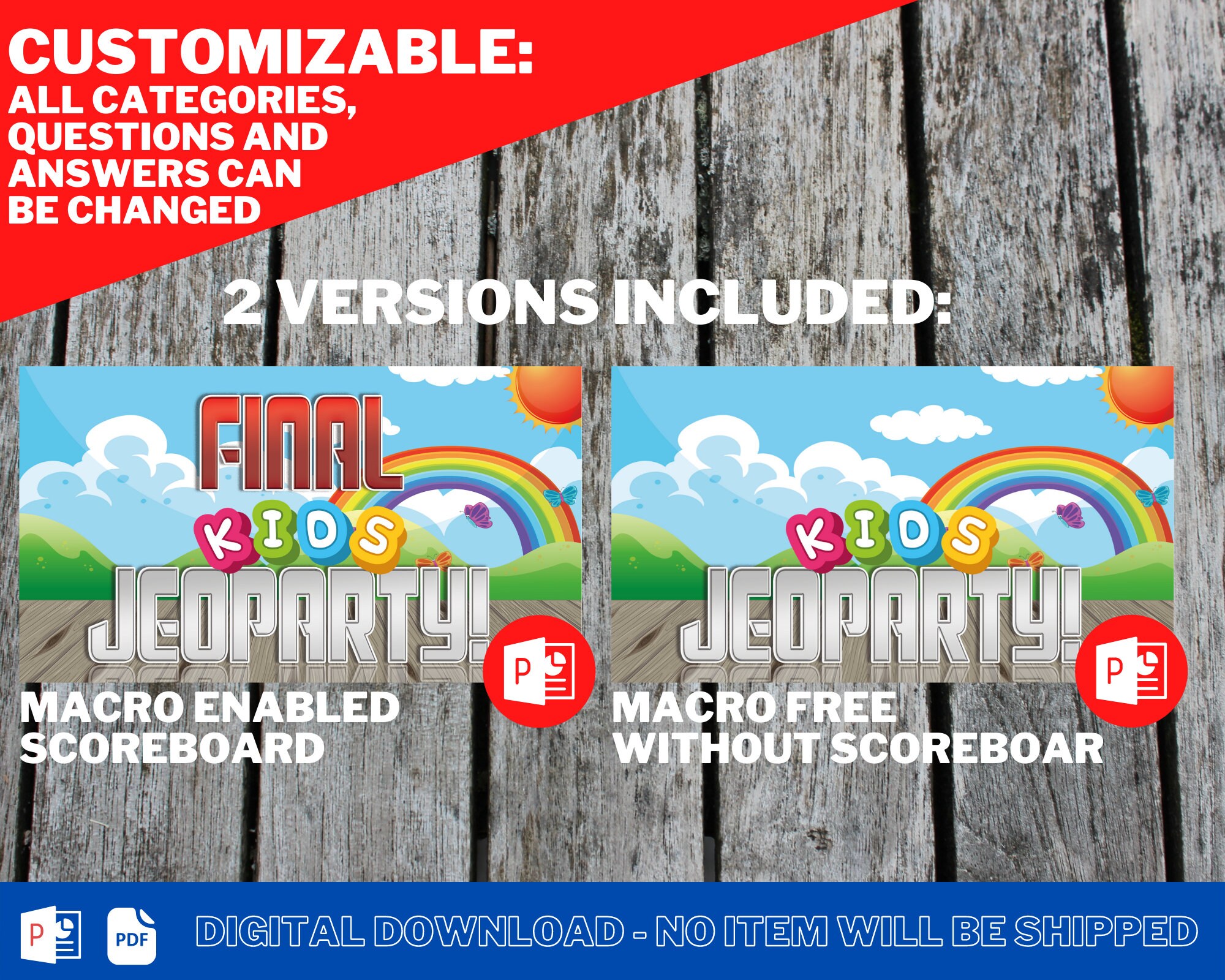 Kids Jeoparty Powerpoint Game Kids Game for Zoom Birthday Game Virtual ...