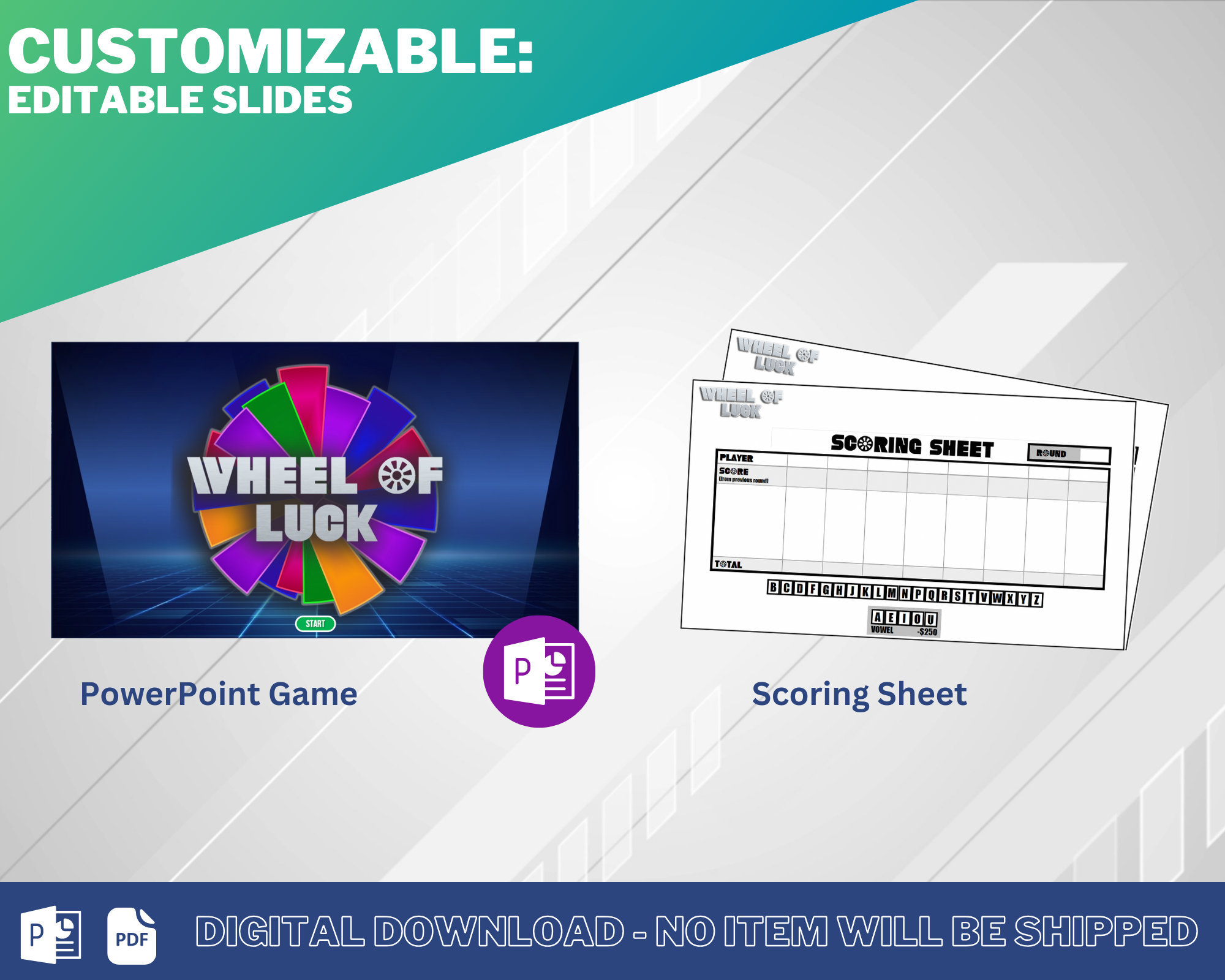 Wheel of Luck TEMPLATE | Spin the Wheel Game | Spinning Wheel L ...