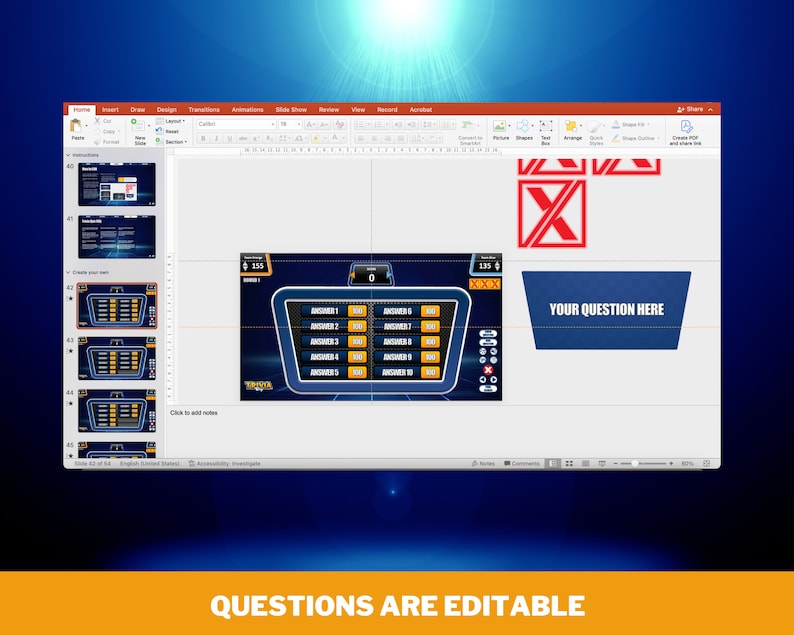 Trivia Quiz TEMPLATE | Party Game | Editable Family Feud Quiz Game I ...