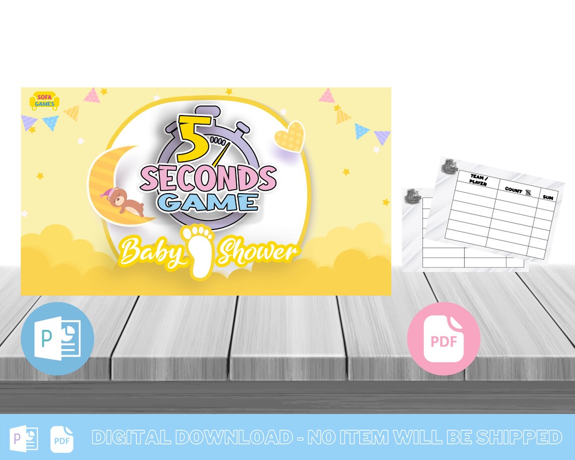 5 Seconds Game BABY SHOWER 5 Second Rule Game Powerpoint Game Family ...