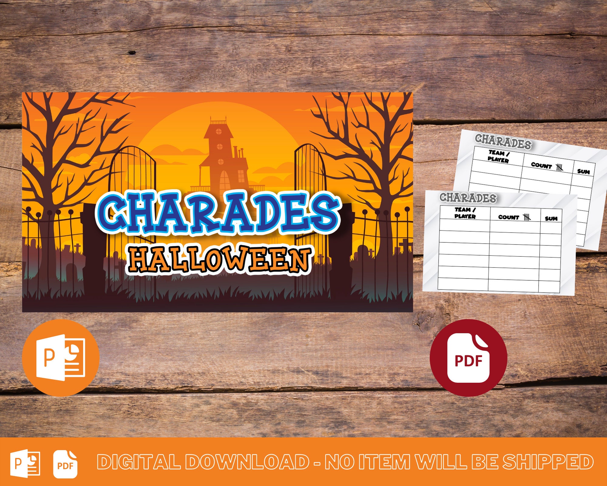 Charades HALLOWEEN Game Powerpoint Game Party Game - Etsy
