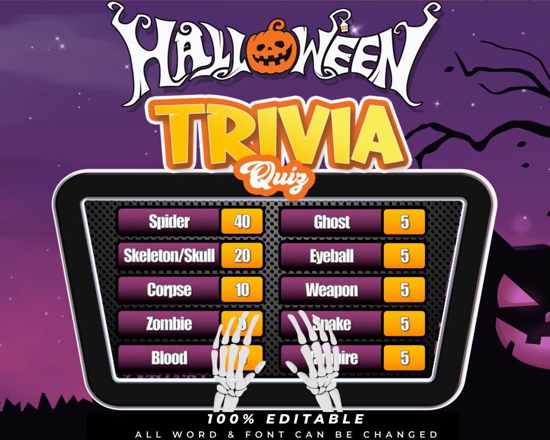 HALLOWEEN Trivia Quiz | Halloween Quiz | Party Game | Games for ...