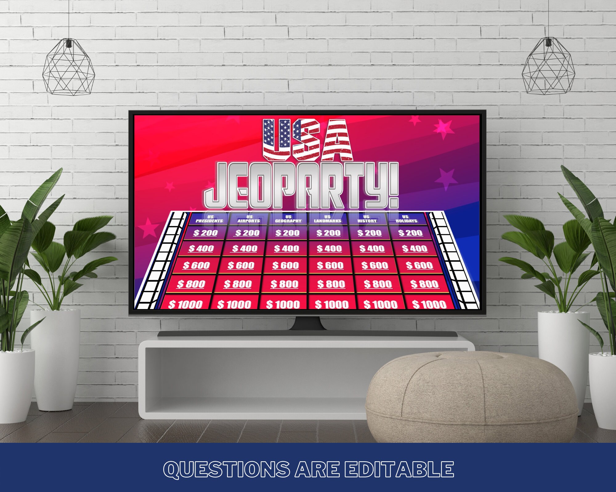 USA Jeoparty | Americana Powerpoint Game | 4th of July Game | Memorial ...