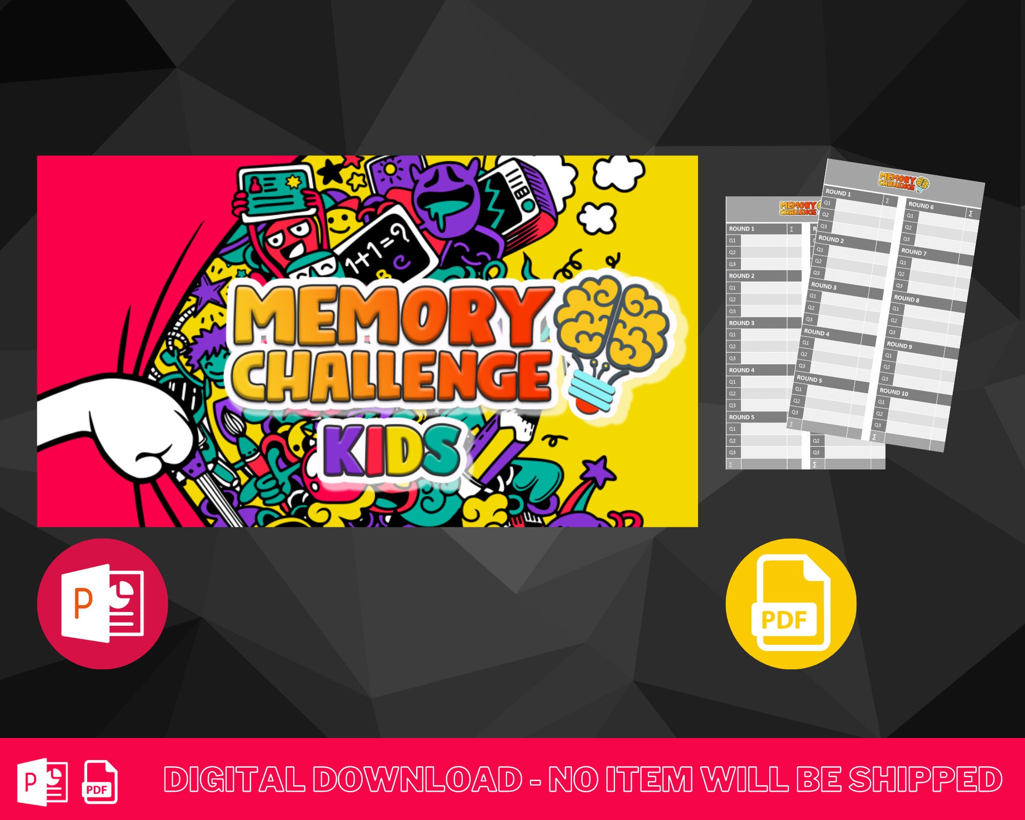 Memory Challenge KIDS Picture Memory Game Powerpoint Game Games for ...