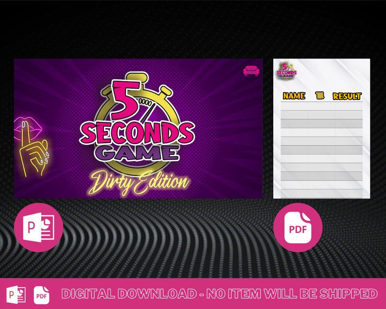 5 Seconds Game | Dirty Edition | Adult Party Game | 5 Second Rule Game ...