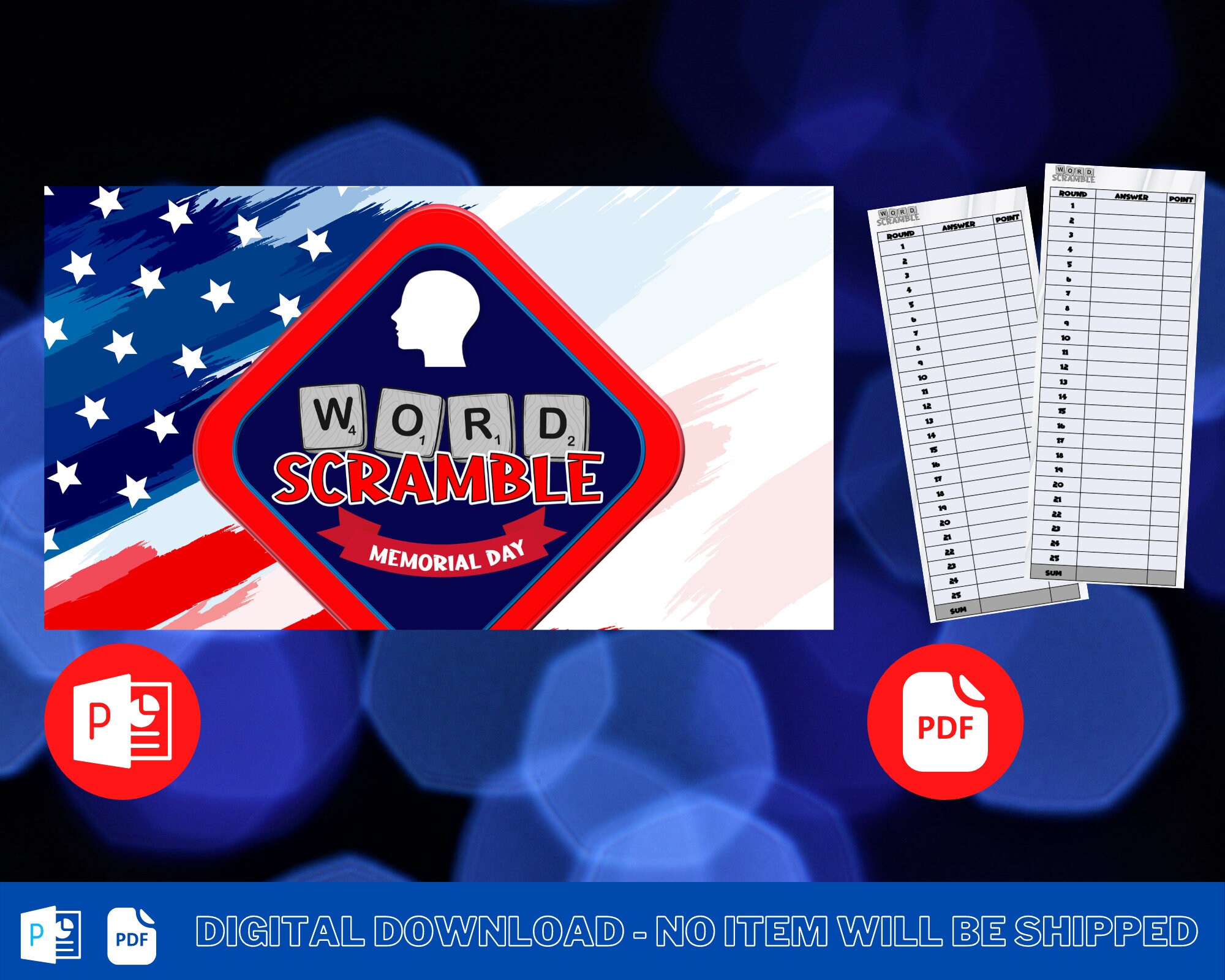 Word Scramble Memorial Day Jumble Anagram Game PowerPoint - Etsy España