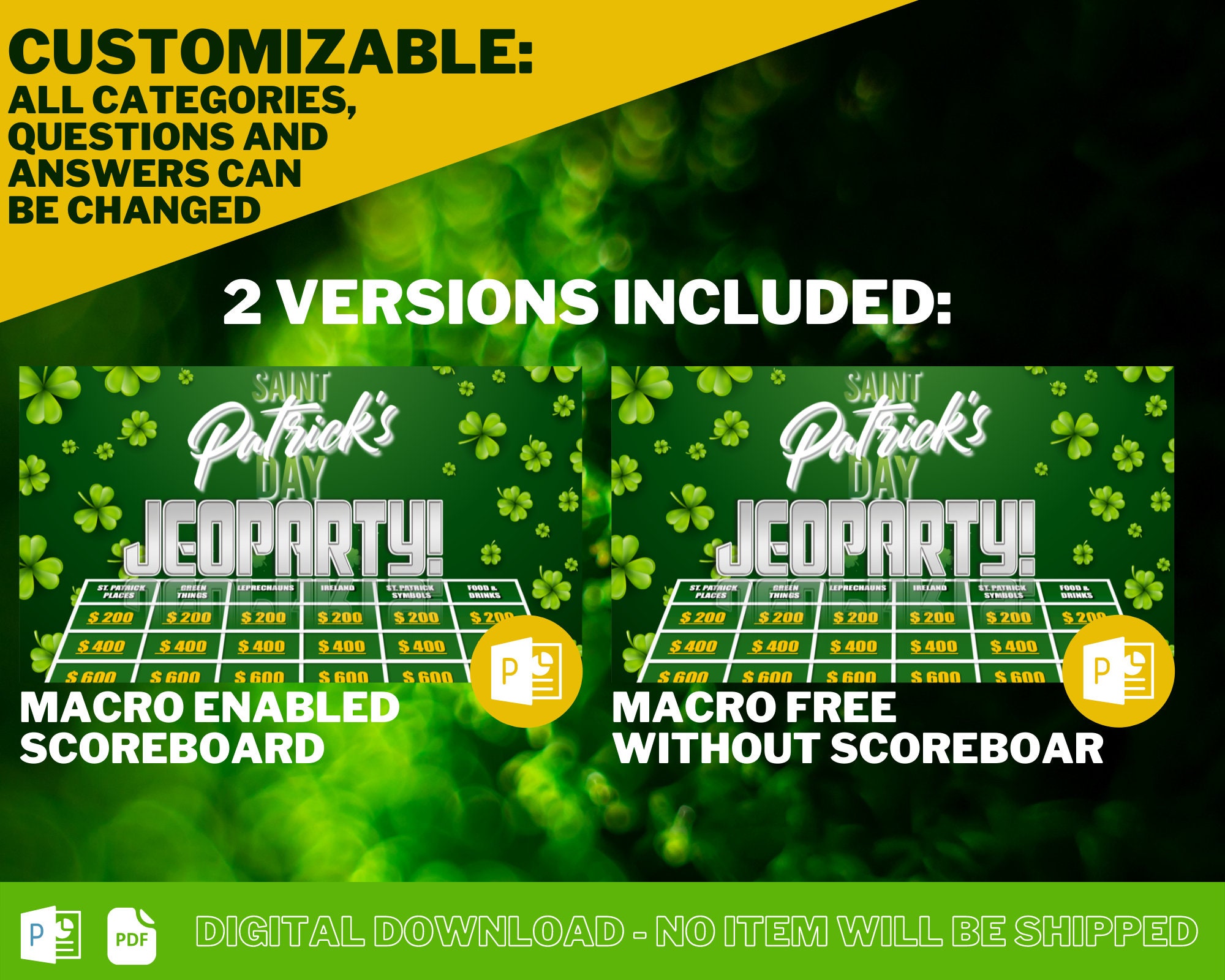 St Patricks Day Jeoparty Powerpoint Game Saint Patrick's Day Game for ...