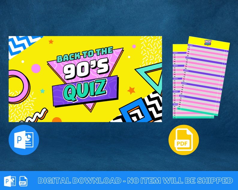 Back to the 90's Quiz | Party Game | 90s Game | 1990 Party Games | 1990 ...