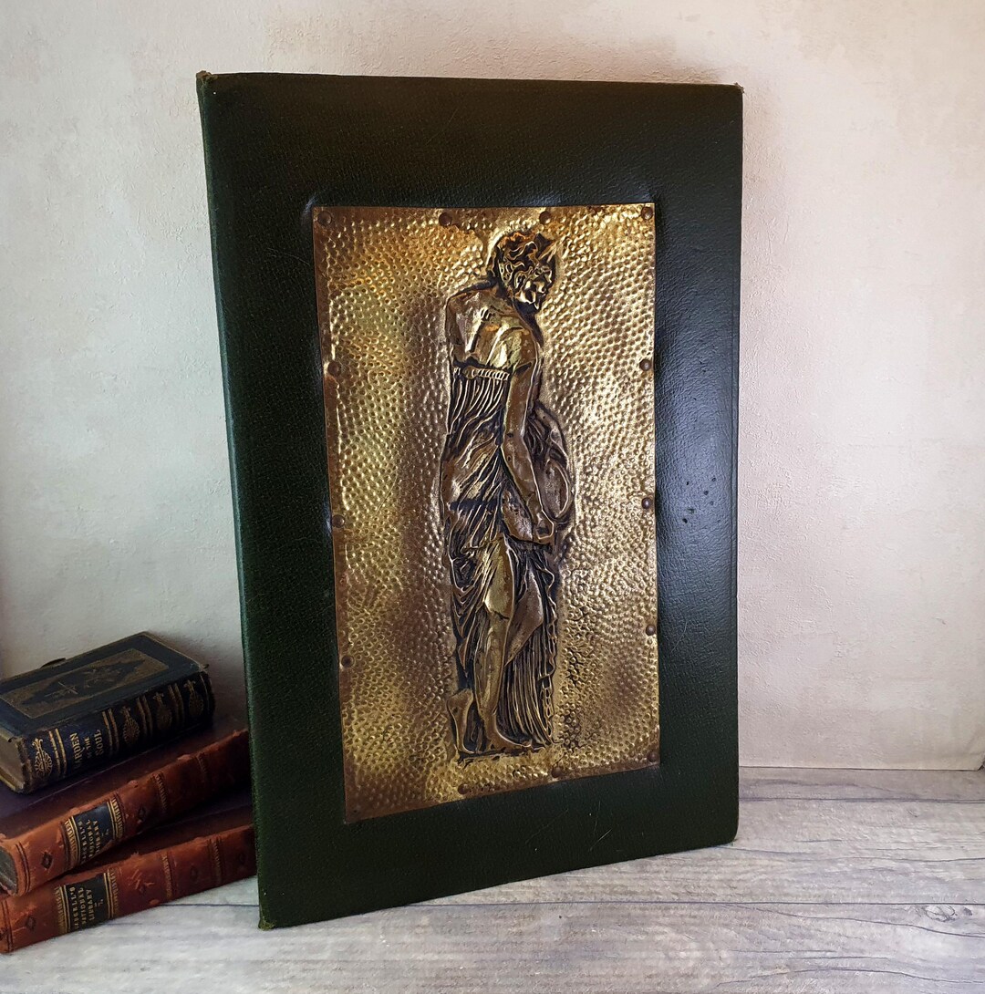 Rexine Desk Blotter Book With Embossed Brass Mount of a Classical Woman ...