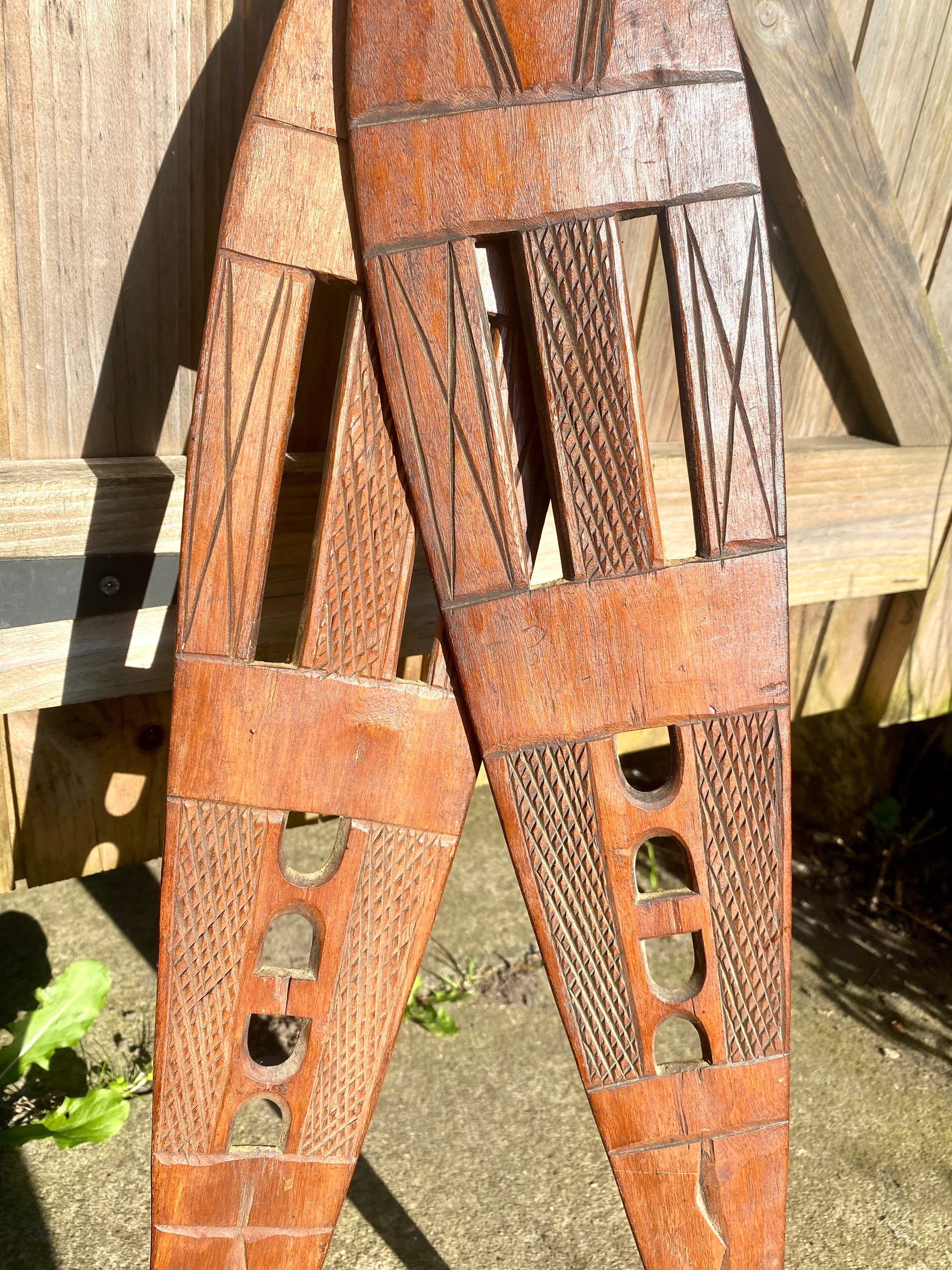 Vintage Tribal Decorative Wooden Ceremonial Paddles / Pair of Carved ...