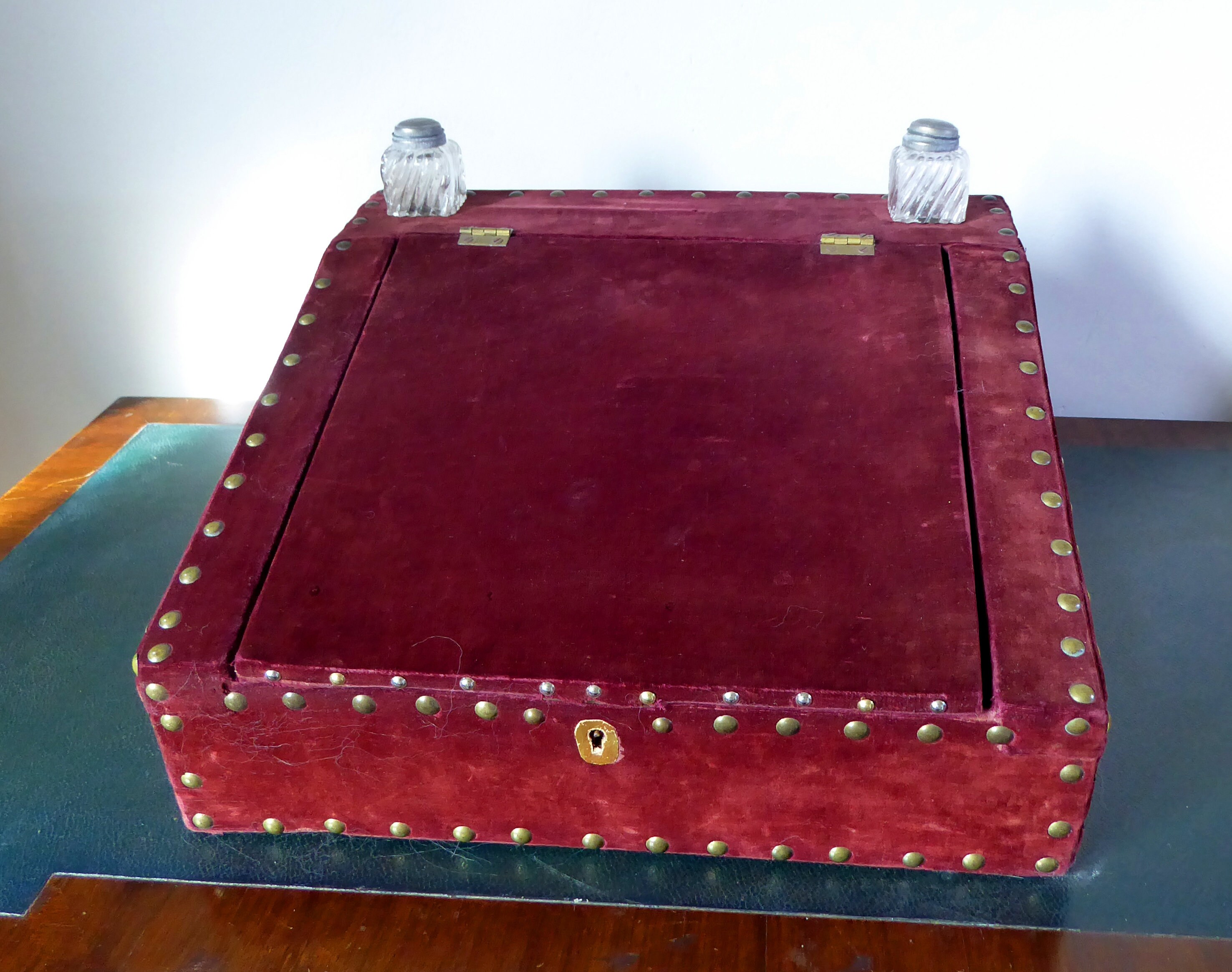 Antique Purple Velvet Writing Slope / Vintage Writing Box / Stationery ...