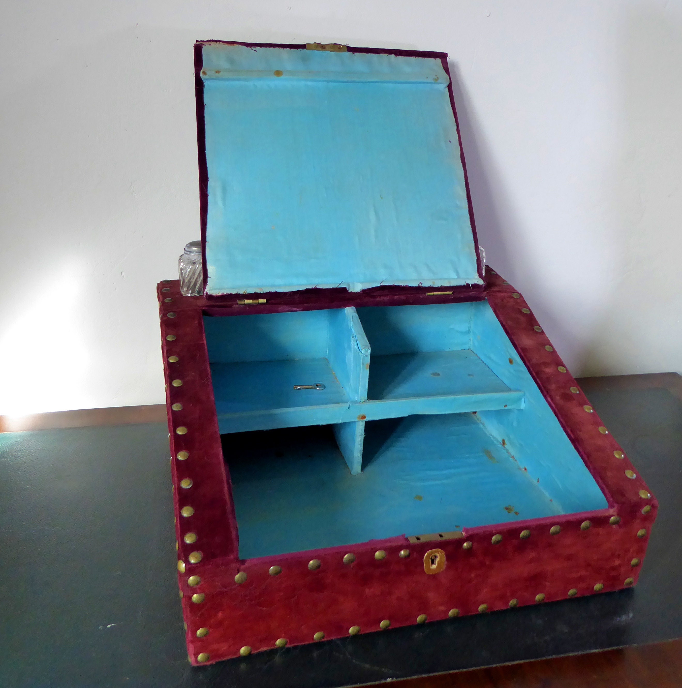 Antique Purple Velvet Writing Slope / Vintage Writing Box / Stationery ...
