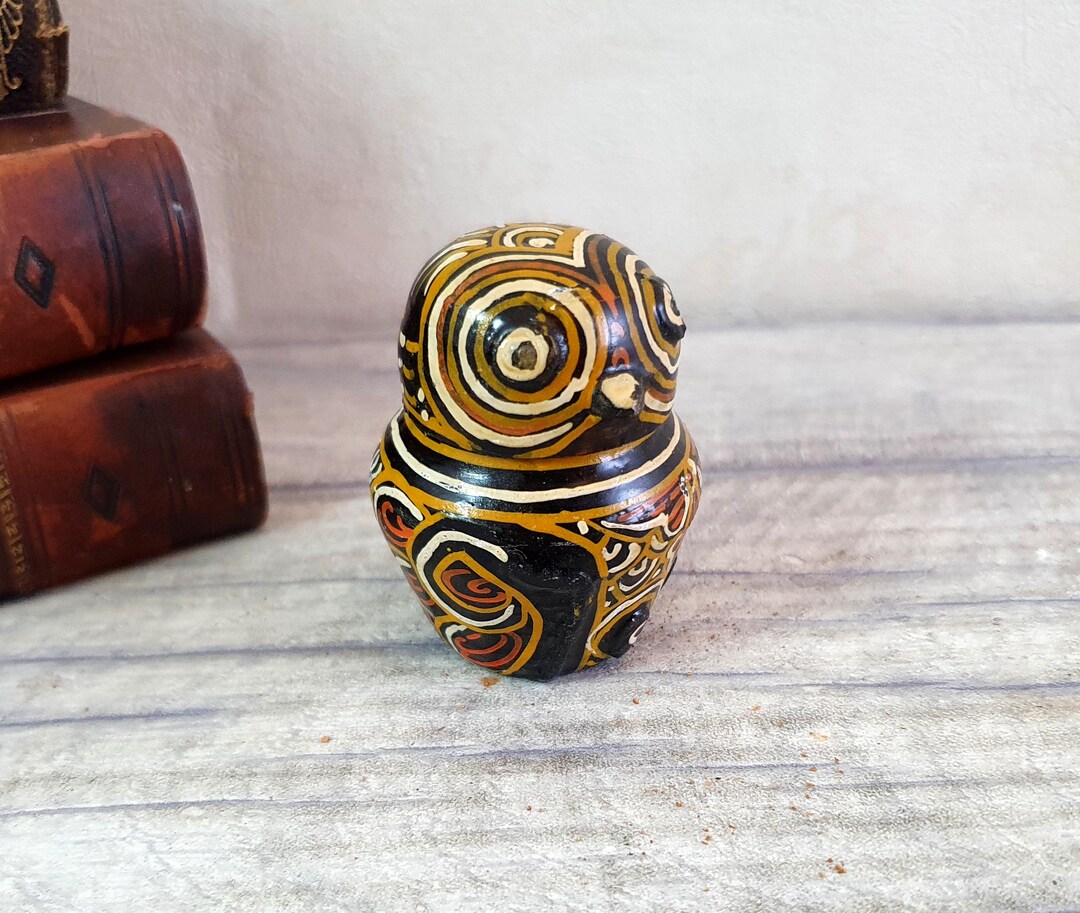 Vintage Black Lacquer Miniature Burmese / Myanmar Owl Pot Figurine - Etsy