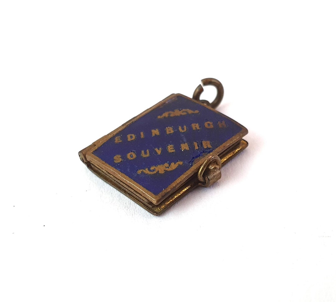 Antique Edinburgh Souvinier Miniature Photograph Book Enamelled Pendant ...