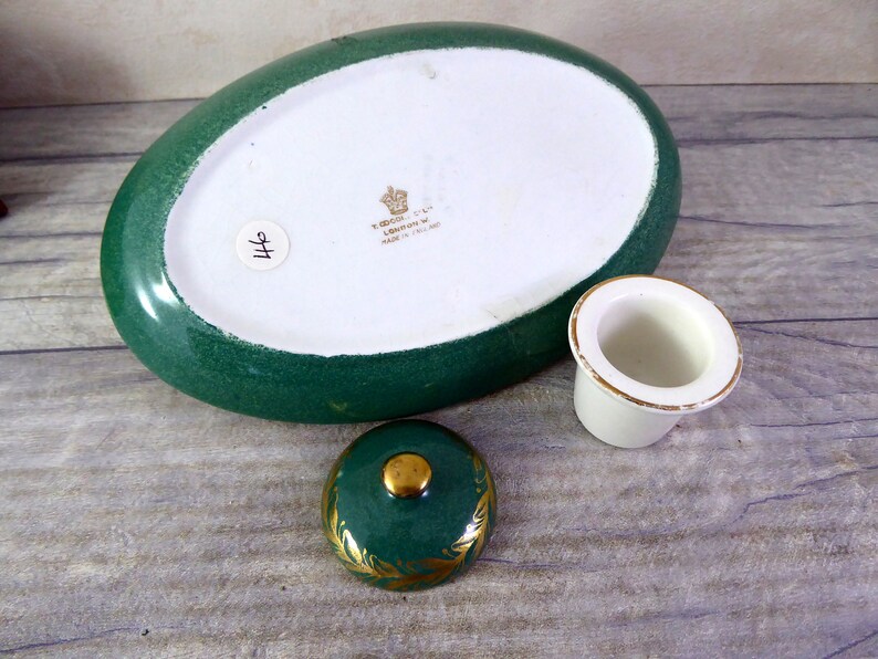 Green and Gold Porcelain Ink Stand Made in England by T. Goode and Co ...