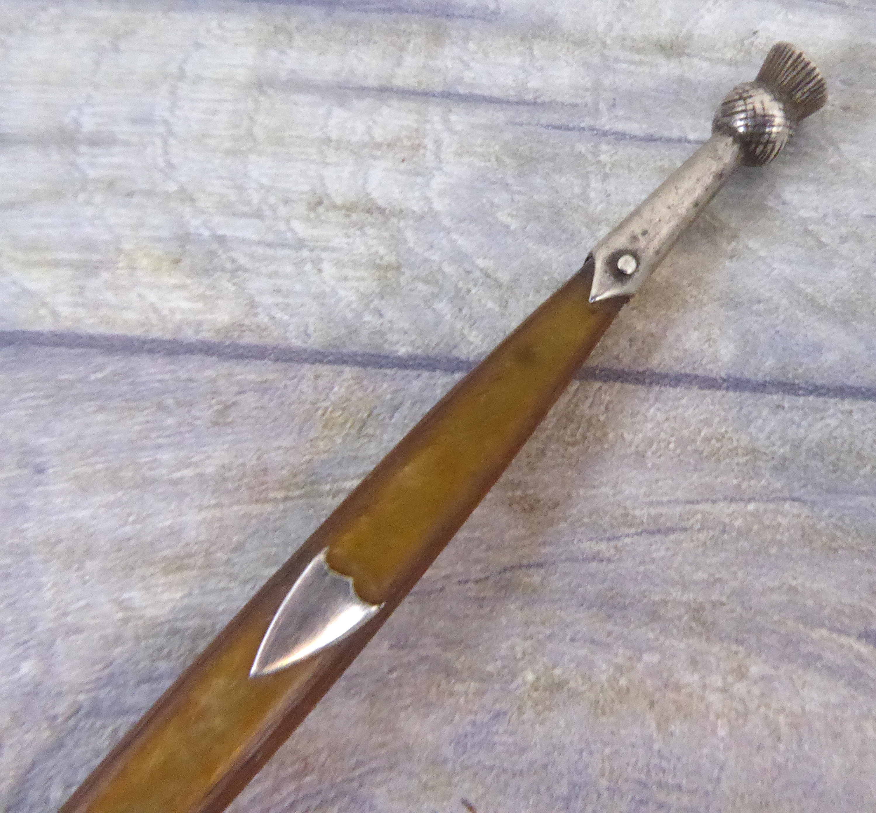 Antique Scottish Cattle Horn Spoon With Silver Mounts, Thistle Finials ...