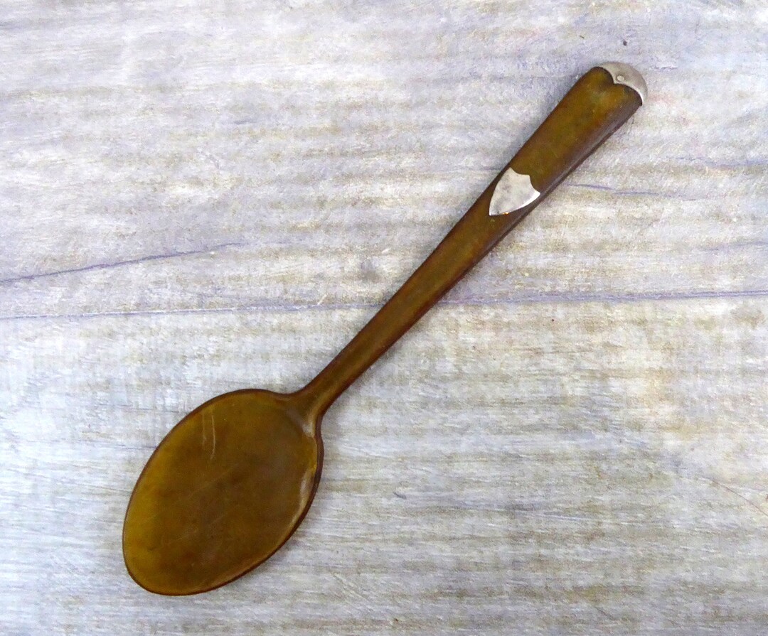Antique Scottish Cattle Horn Spoon With Silver Mounts, Thistle Finials ...