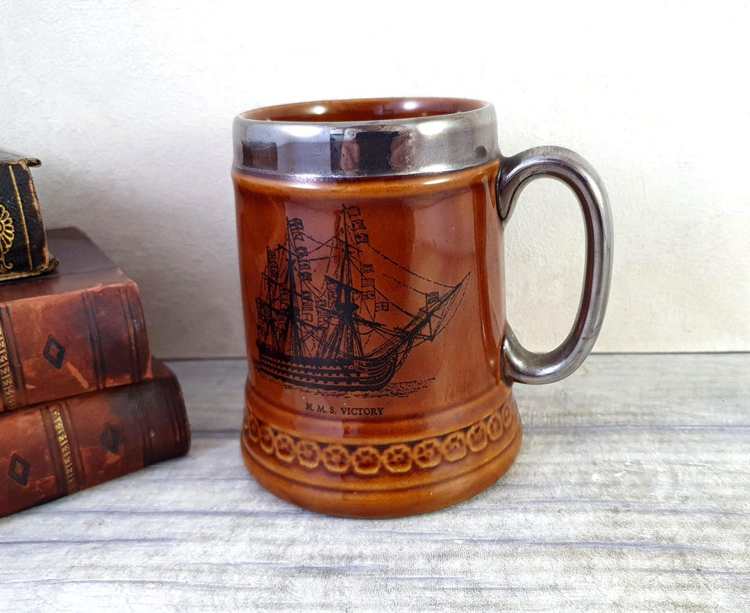 HMS Victory Lord Nelson Pottery Ceramic Mug / Small Tankard With Handle ...