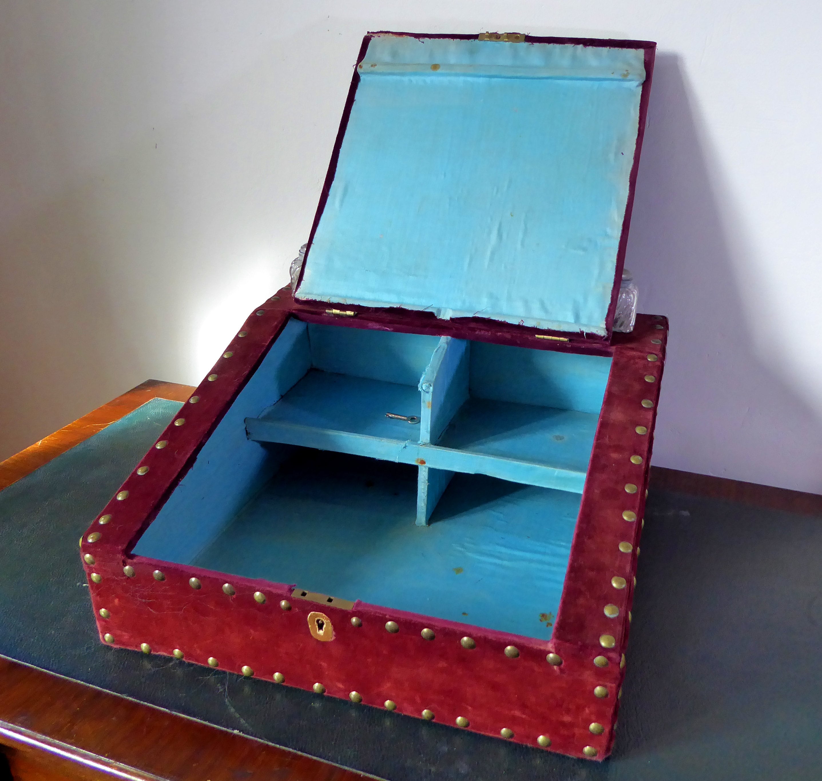 Antique Purple Velvet Writing Slope / Vintage Writing Box / Stationery ...
