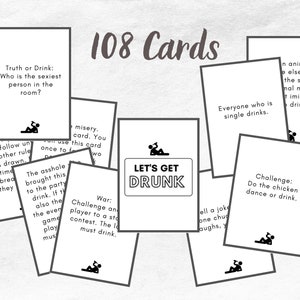 DRINKING GAME Let's Get Drunk Game Drinking Card Games College Party ...