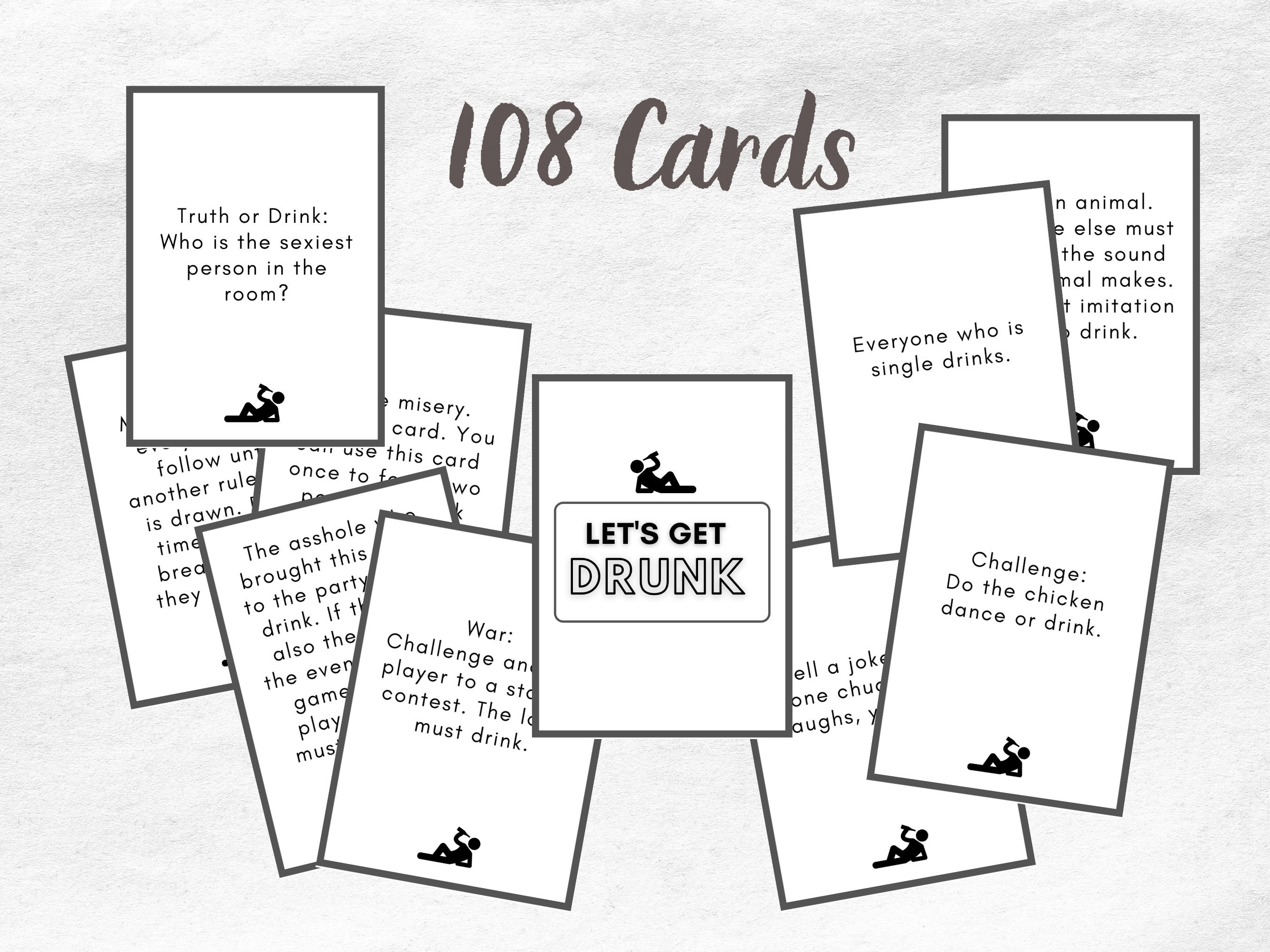 DRINKING GAME Let's get drunk game Drinking Card Games - Etsy Polska