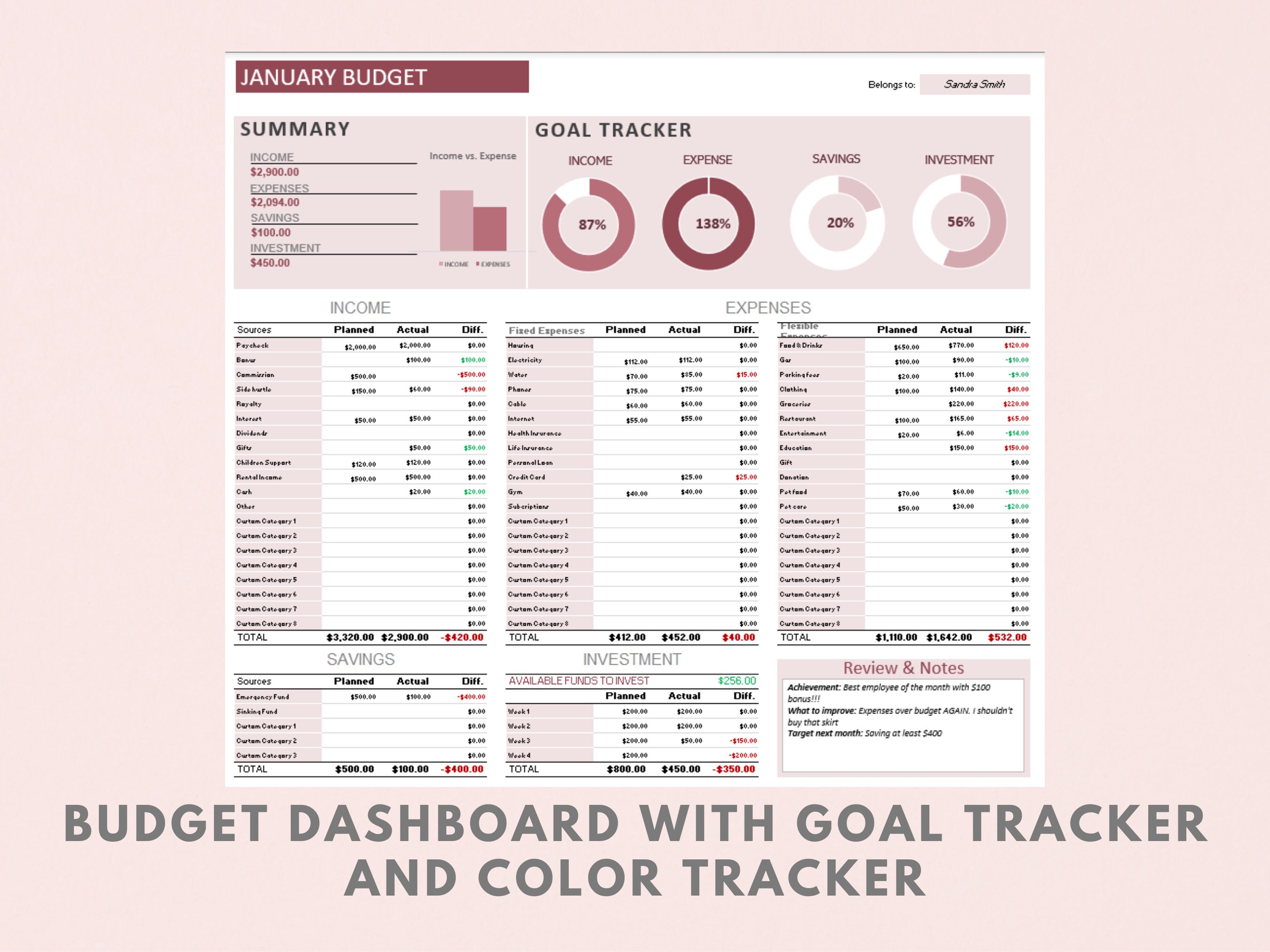 Simple Monthly Budget Excel Template-beginner Budget Planner-personal ...