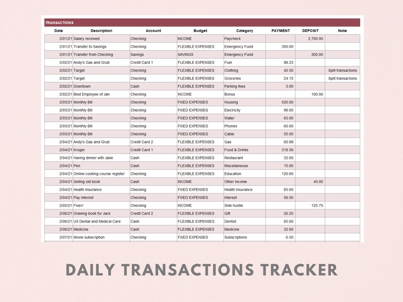 MONEY Management-simple Monthly Budget Excel Template-account Balance ...
