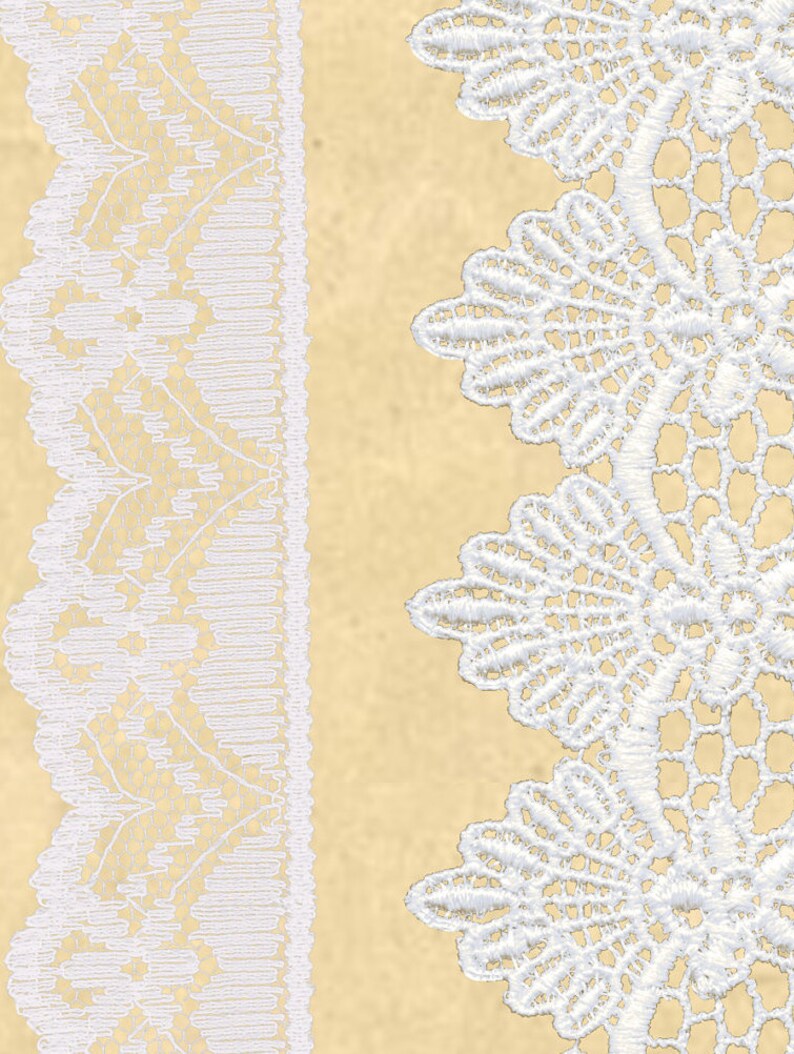 Digital Lace Borders - 8 White Lace Digital Borders, Printable Instant ...