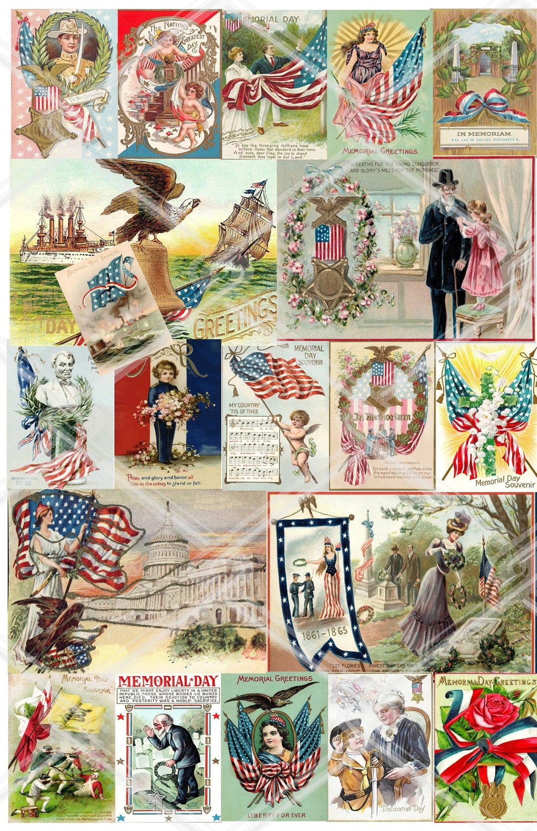 Vintage Memorial Day Postcards, Printable Cards, Printable Patriotic ...