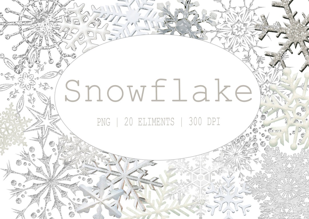 20 Snowflake Clipart Winter Clipart Watercolor White Flakes Snow ...