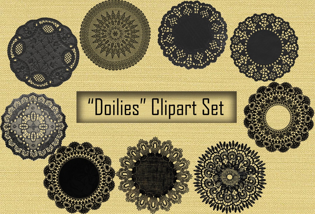 9 Black Lace Doily Clipart - Mandala Clip Art - Ethnic Inspired Doilies ...