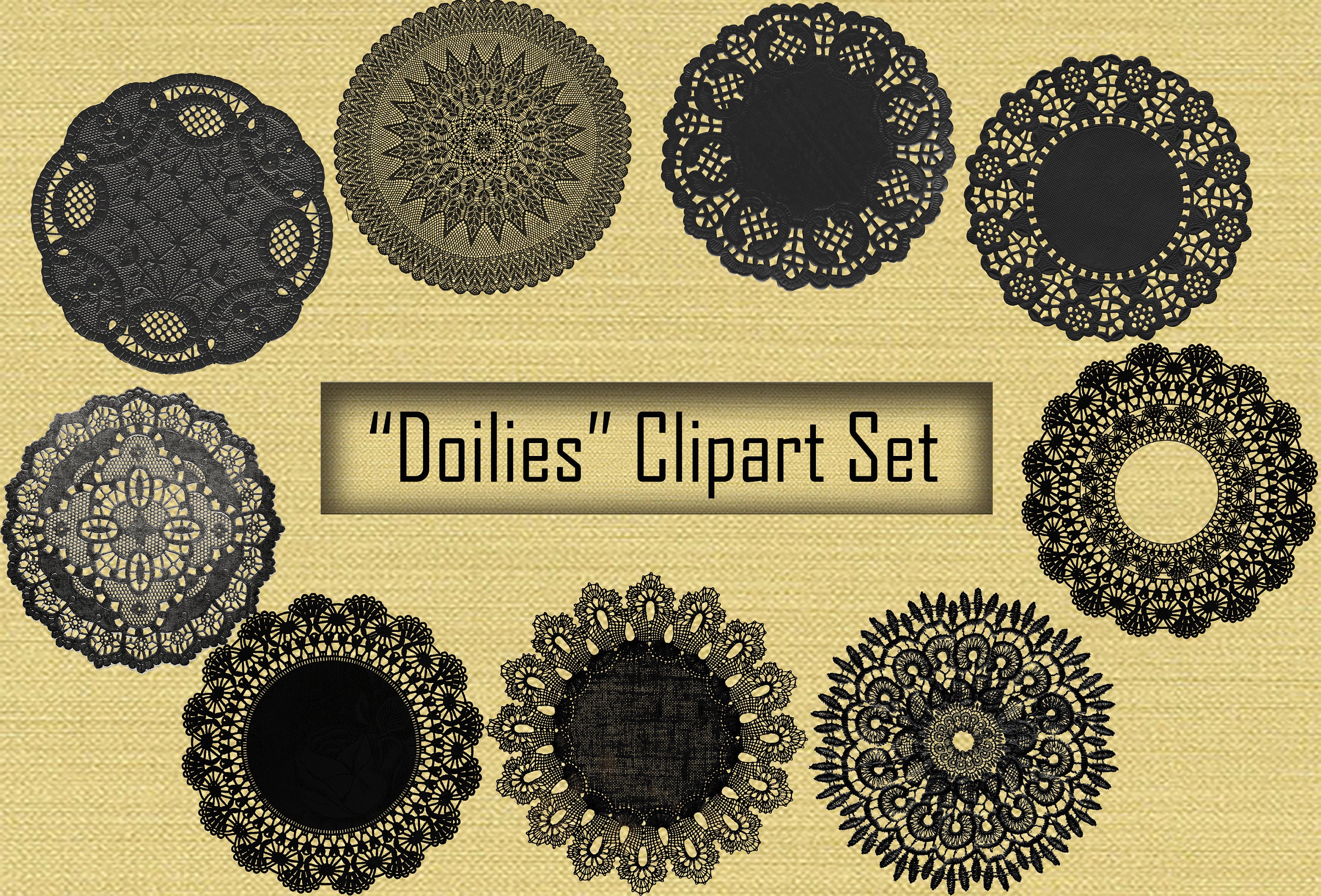 9 Black Lace Doily Clipart - Mandala Clip Art - Ethnic Inspired Doilies ...
