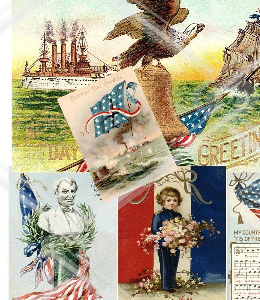 Vintage Memorial Day Postcards, Printable Cards, Printable Patriotic ...
