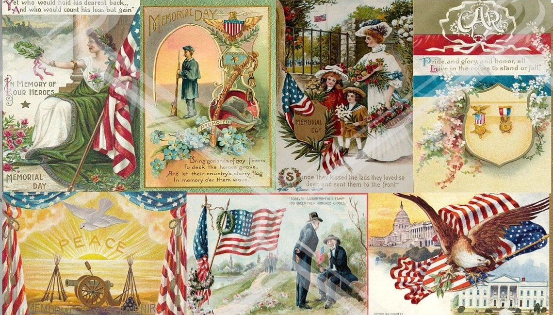 Vintage Memorial Day Postcards, Printable Cards, Printable Patriotic ...