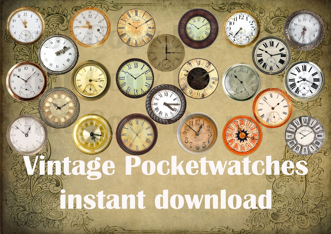 VINTAGE CLOCK FACES Craft Circles - Instant Download Digital Printable ...