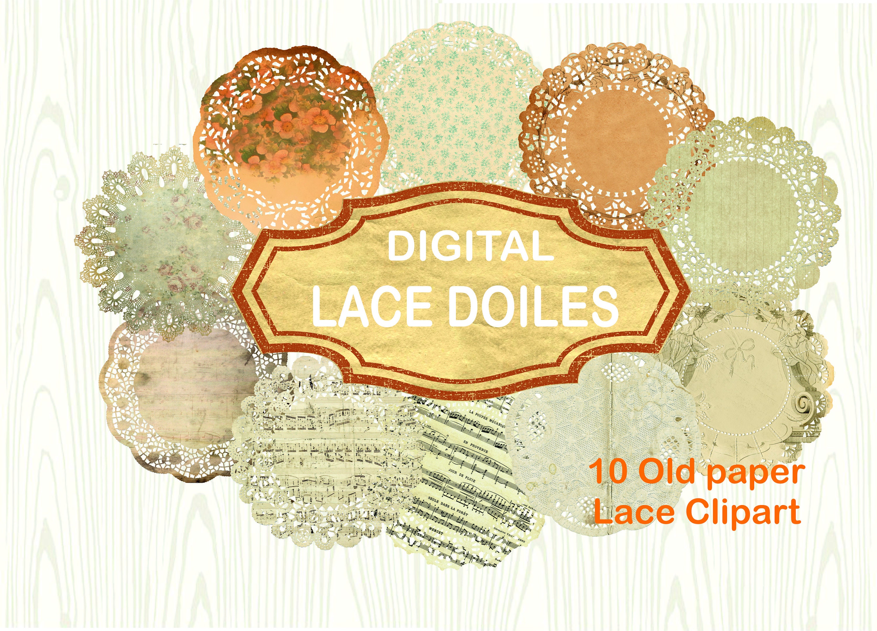 10 PNG Old Paper Lace Doily Clipart Files- Mandala Clip Art= Old ...