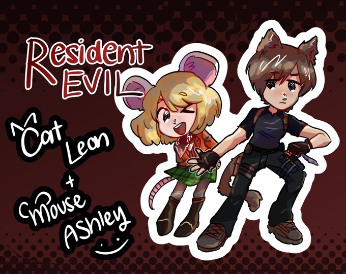 RE4 Cat Leon/mouse Ashley 3 Vinyl Sticker Resident Evil 4 - Etsy