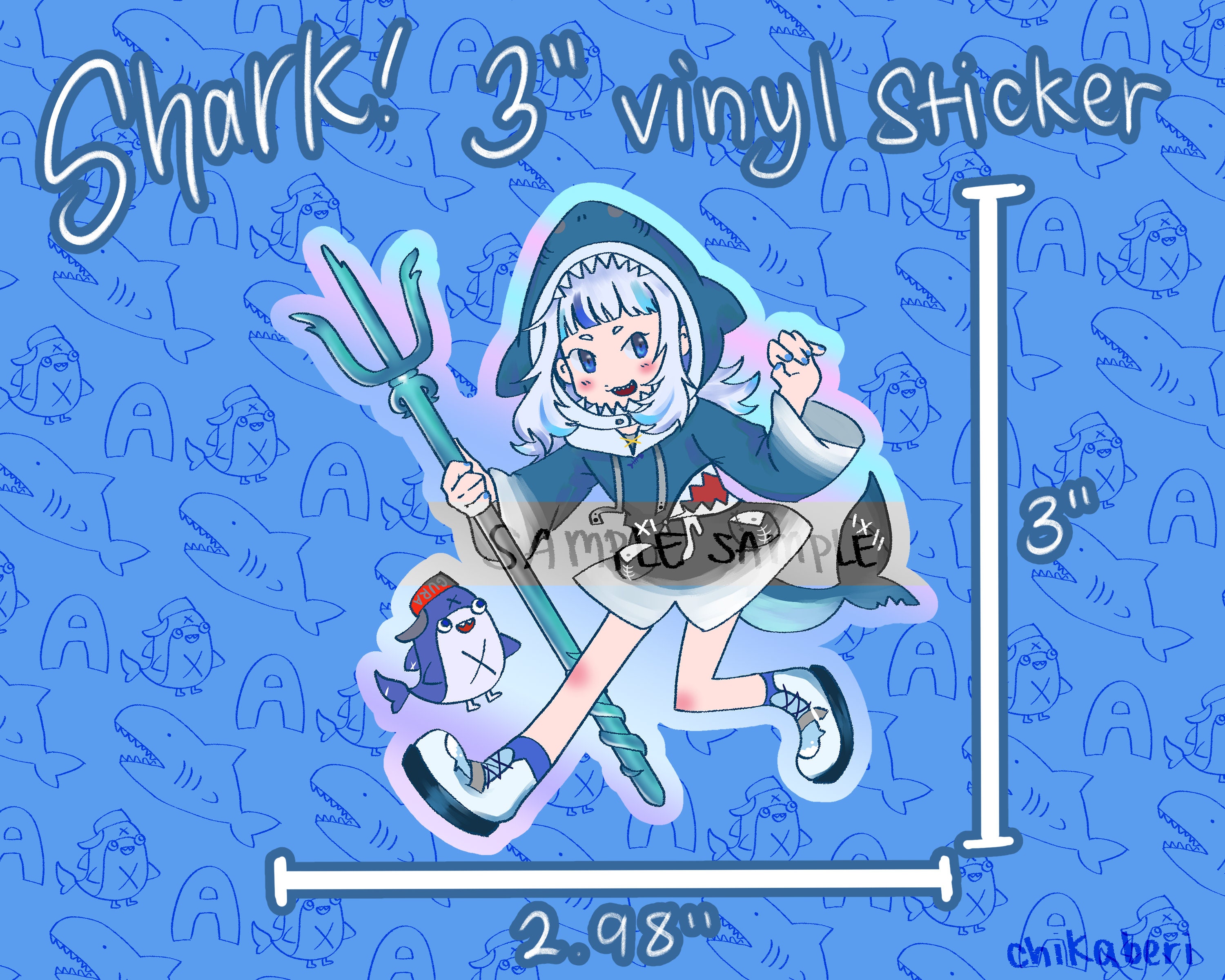 Gawr Gura Hololive EN 3 Vinyl Sticker Vtuber Kawaii - Etsy Ireland