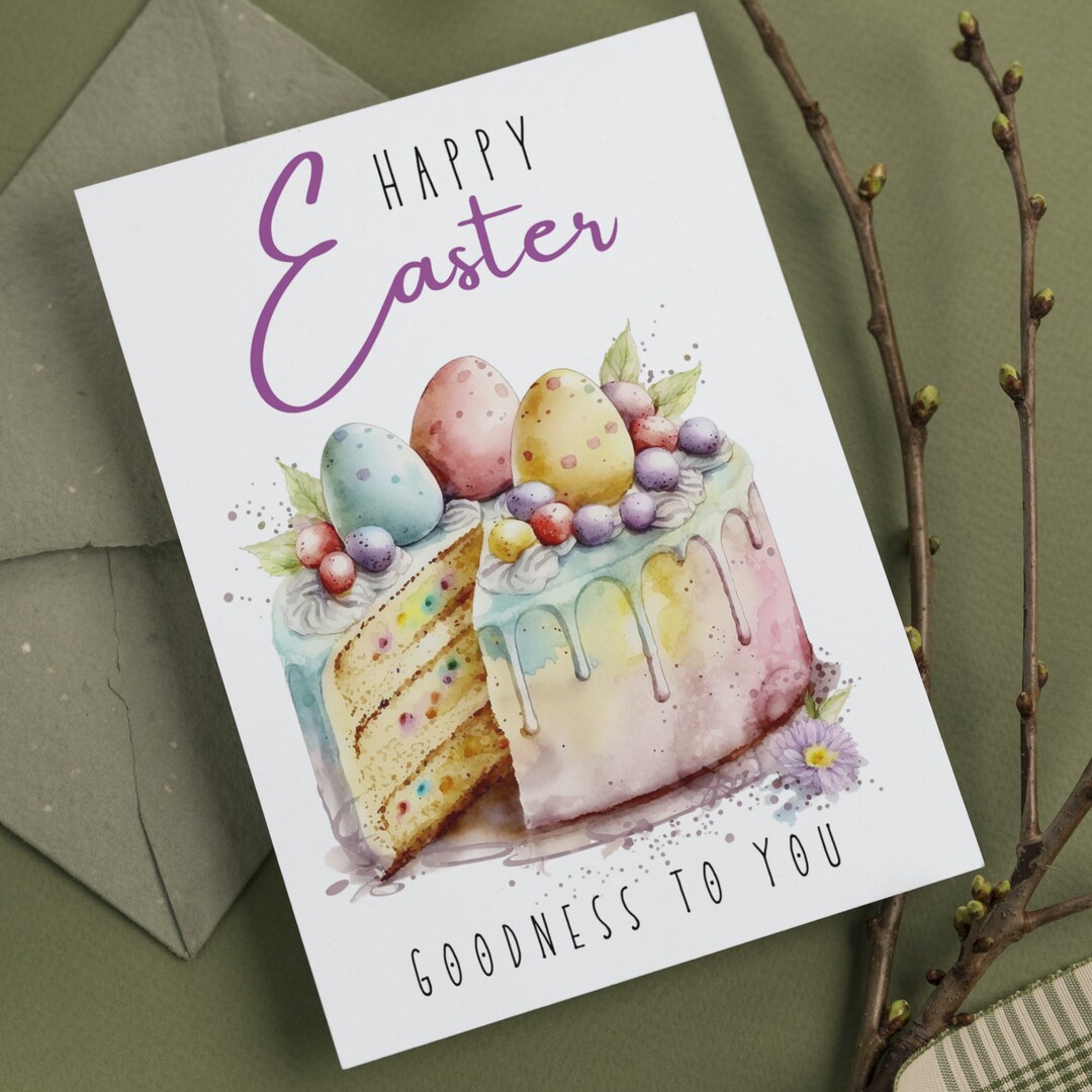 Happy Easter Printable Card, Instant Easter Printable, Easter Cake ...