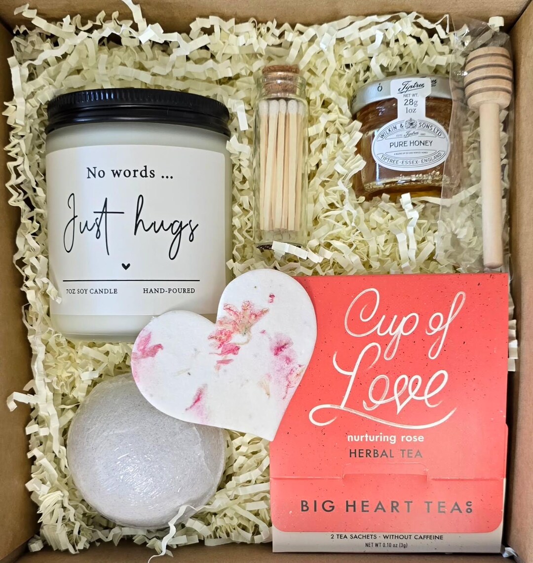 Sympathy Gift Box - Comfort & Tea Care Package With Candle, Bath Bomb ...