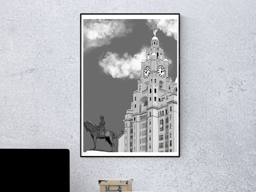 Liverpool Art Print Black and White Liverpool Print Liver Building Art ...