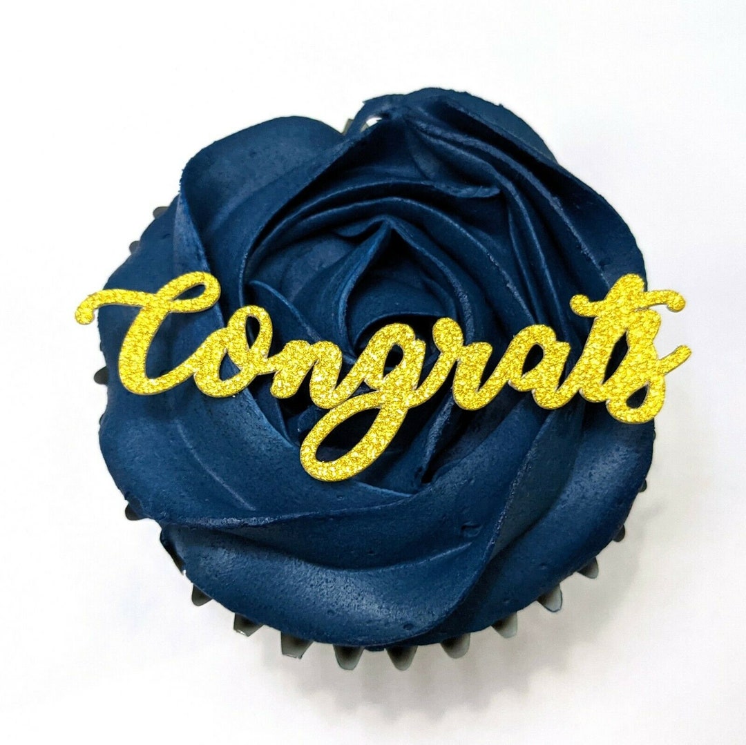 12 Pack Congratulations Cake / Cupcake Toppers Gold Silver - Etsy