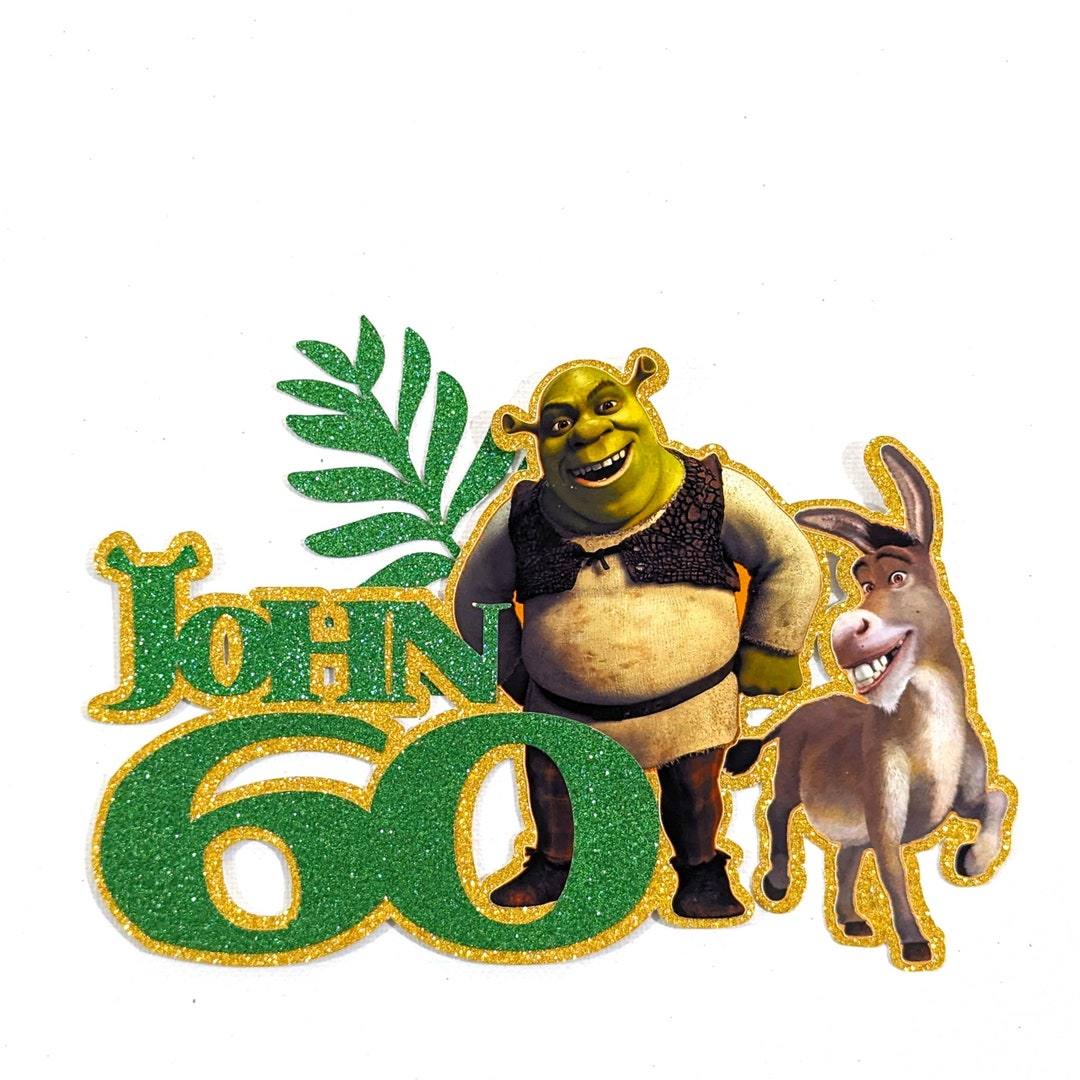 Shrek Cake Topper Glitter Personalised Non Edible 6.5 X 4.5 in Free ...
