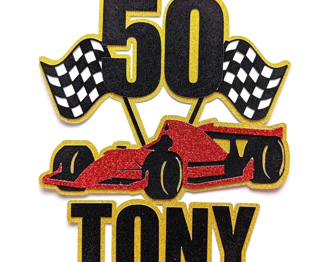 F1 Race Car Cake Topper Glitter Supercar Non Edible 6 X 7 in Free ...